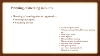 Minutes of meeting | PPTX