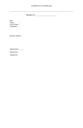 Minutes of Meeting template for business, educationetc | DOCX