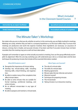 Minute Takers Workshop - Training or eLearning Course | PDF