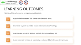 Minute Taking and Meeting Procedures for Beginners | PPTX