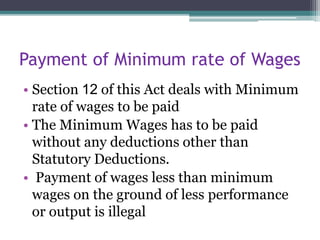 Minimum wages Act | PPTX | Law