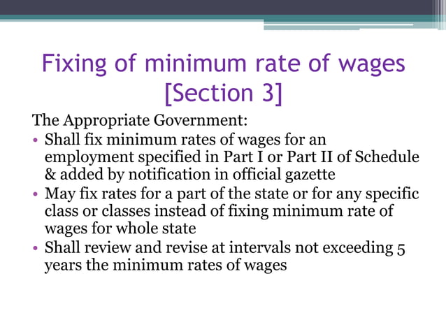 Minimum wages Act | PPTX | Law