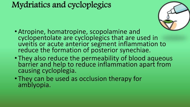 Miotics and mydriatics | PPTX | Eye and Vision Conditions | Diseases ...