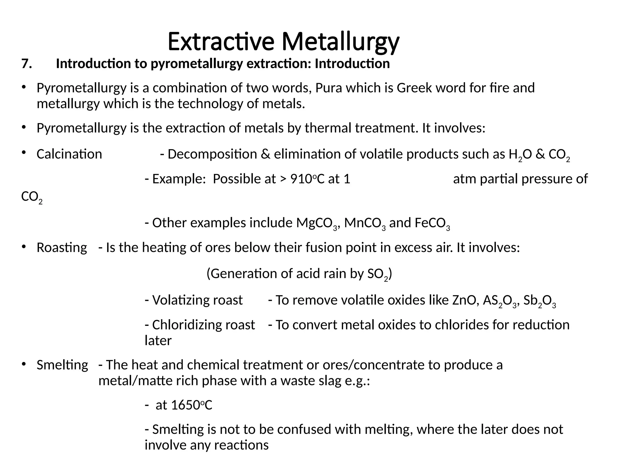MIP 413 Lecture 7 extractive metallurgyx | PPTX