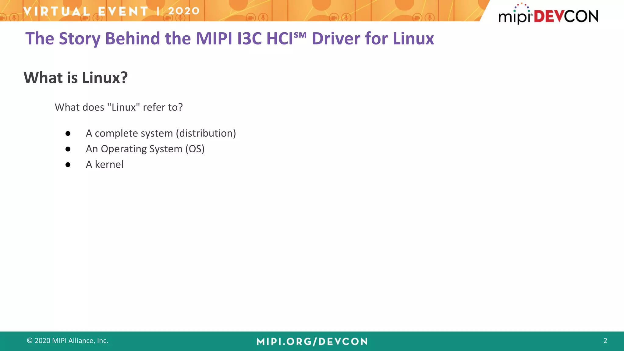 MIPI DevCon 2020 | The Story Behind the MIPI I3C HCI Driver for Linux | PDF