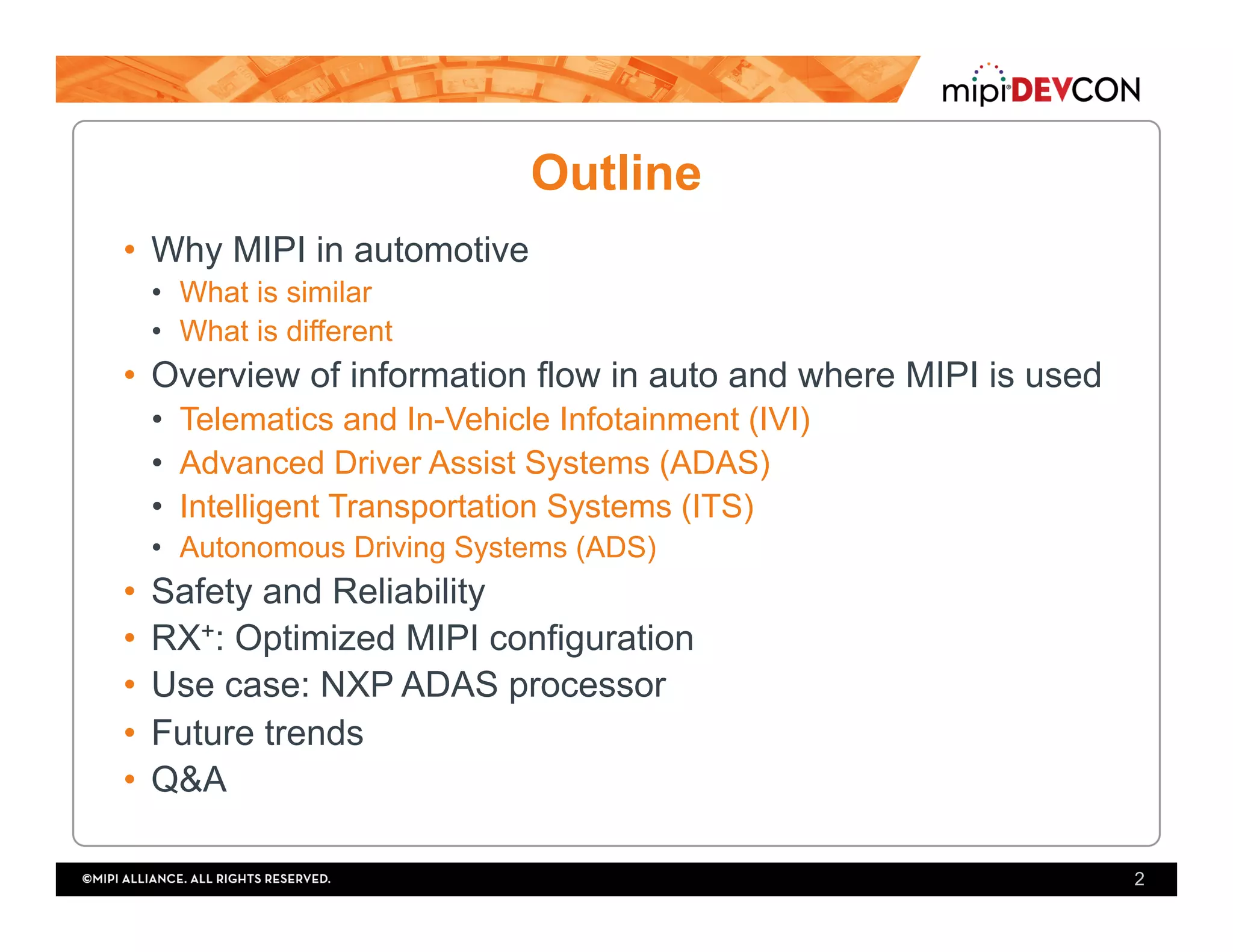 MIPI DevCon 2016: MIPI in Automotive | PPT