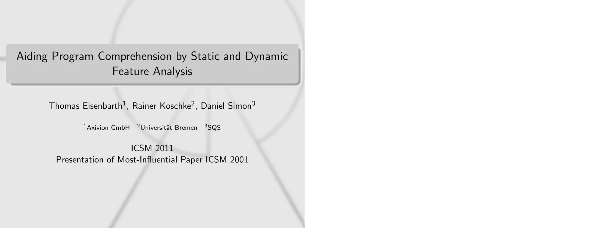 ICSM'01 Most Influential Paper - Rainer Koschke | PDF