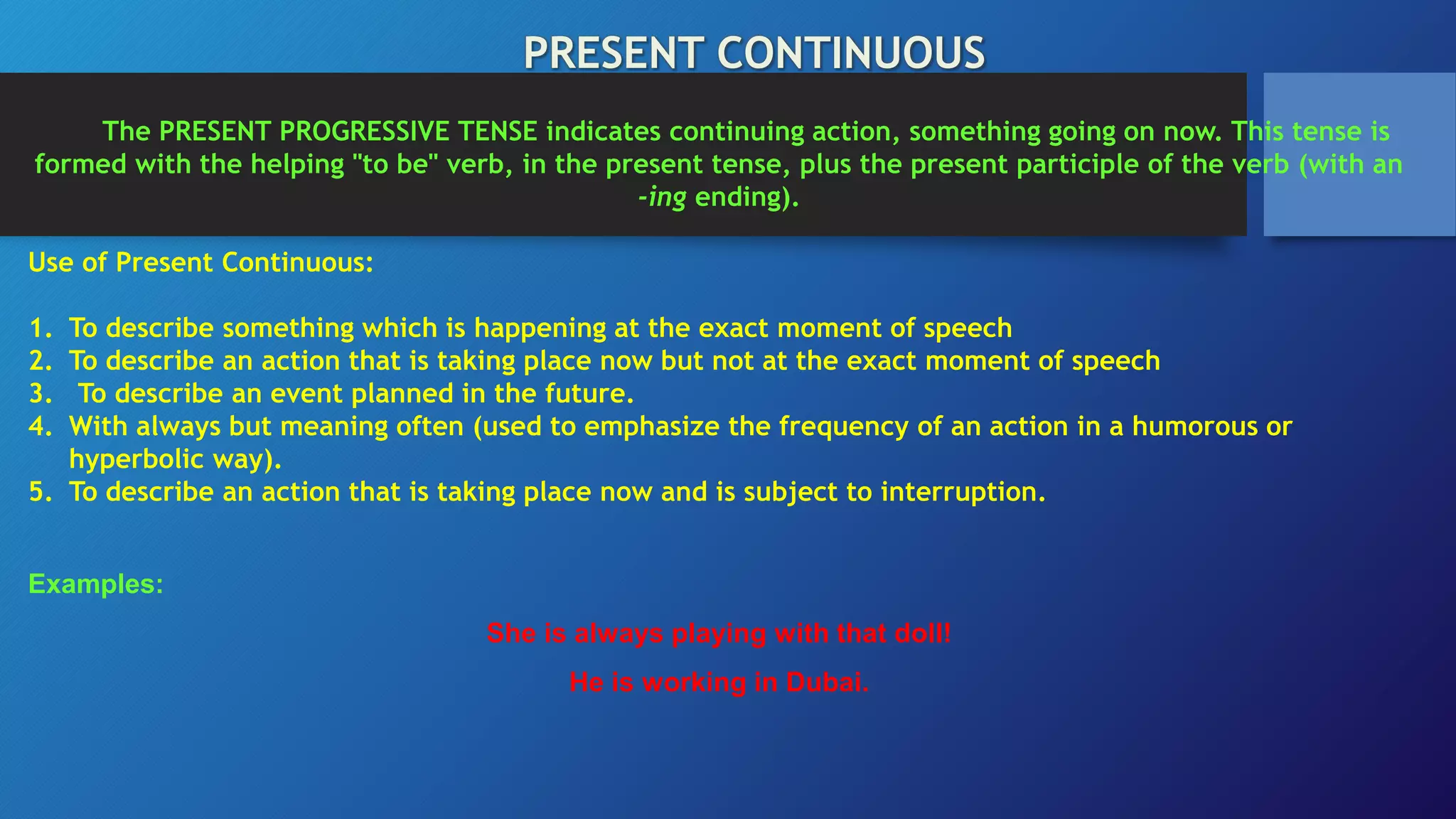 Simple and Continuous Tenses | PPT