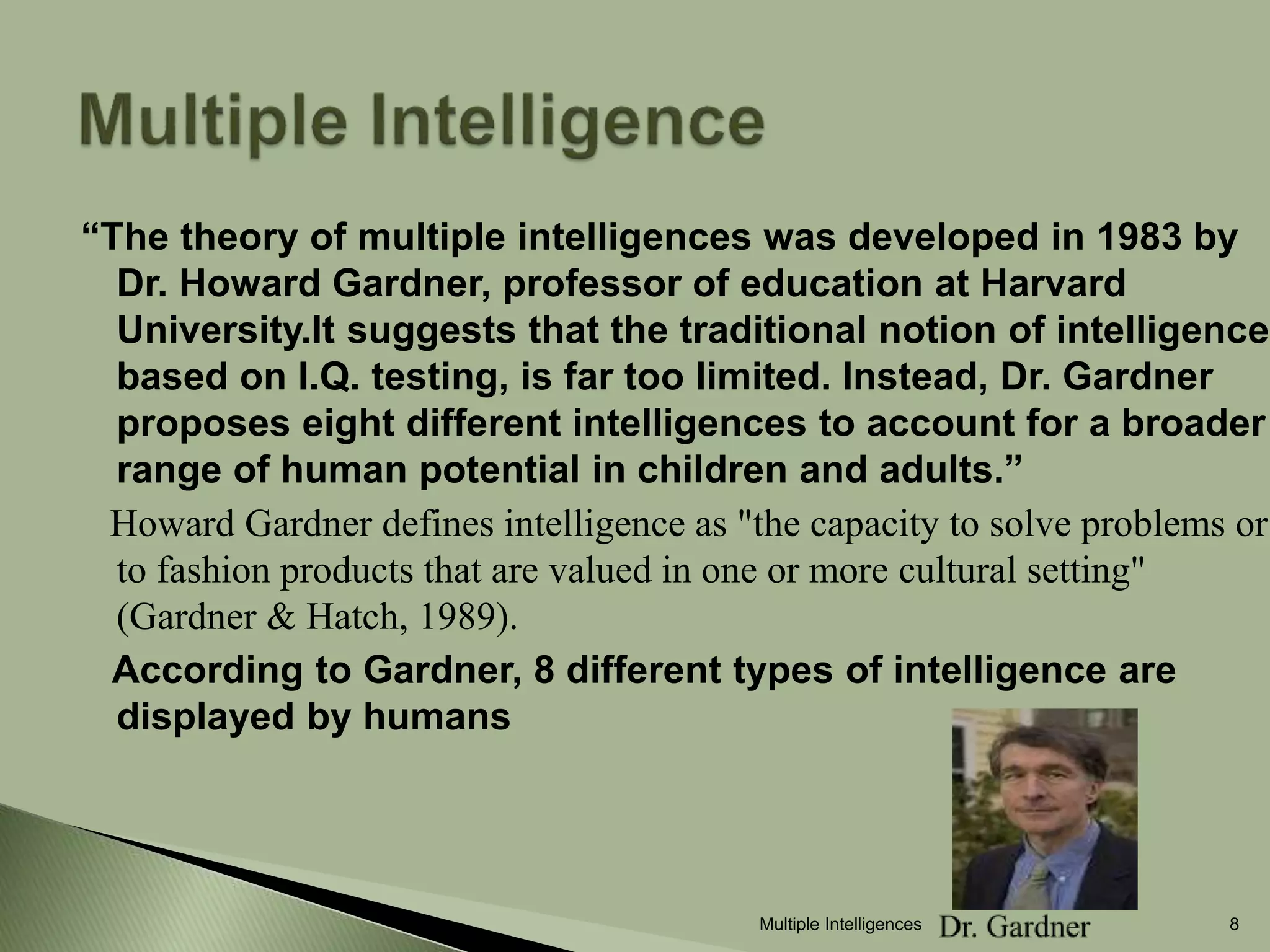 Mutiple intelligence presentation by asma | PPTX