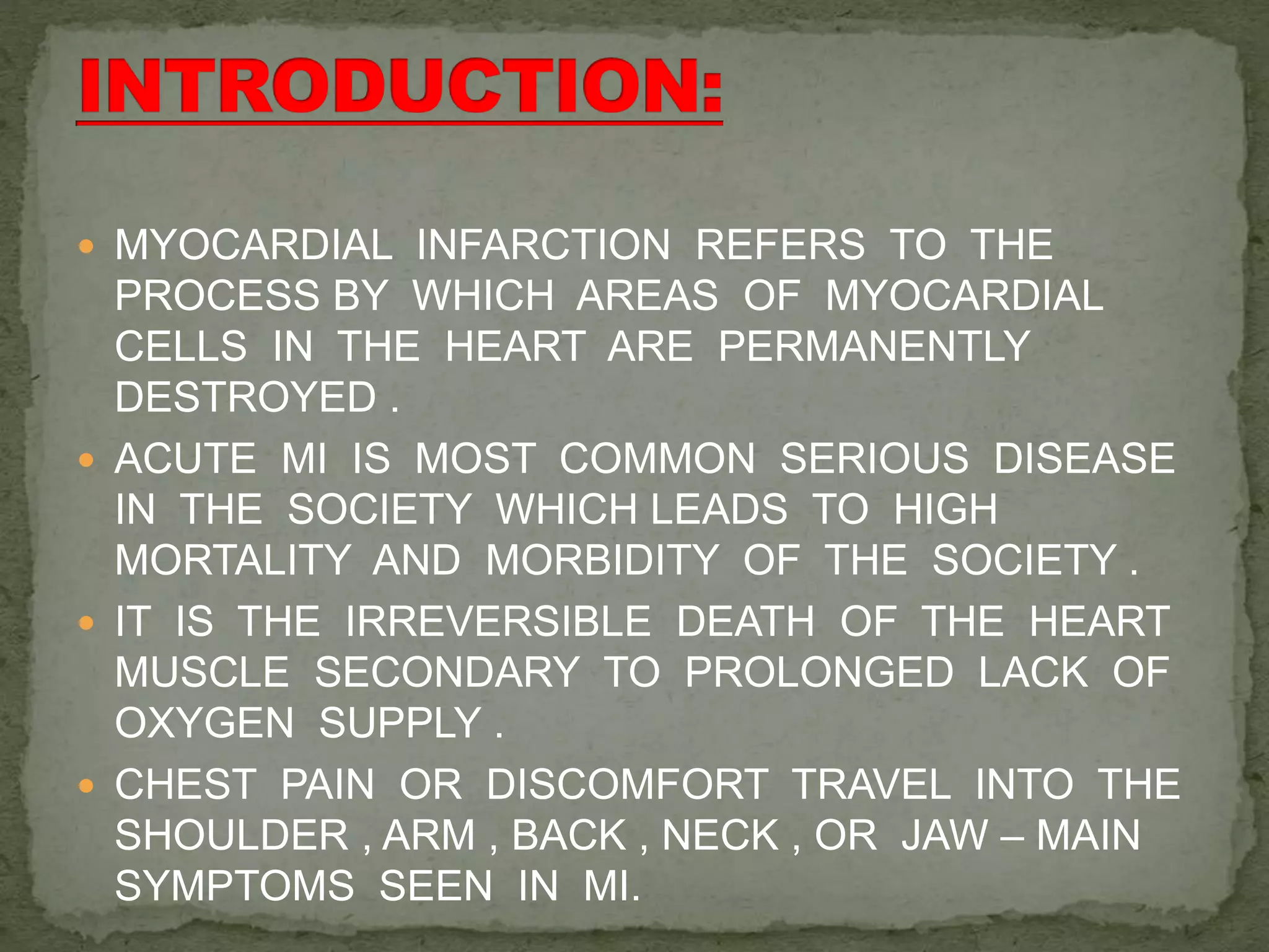 MYOCARDIAL INFARCTION [presentation ] | PPTX