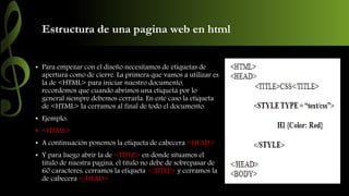 Mi primera pagina web en html con bloc de notas | PPTX