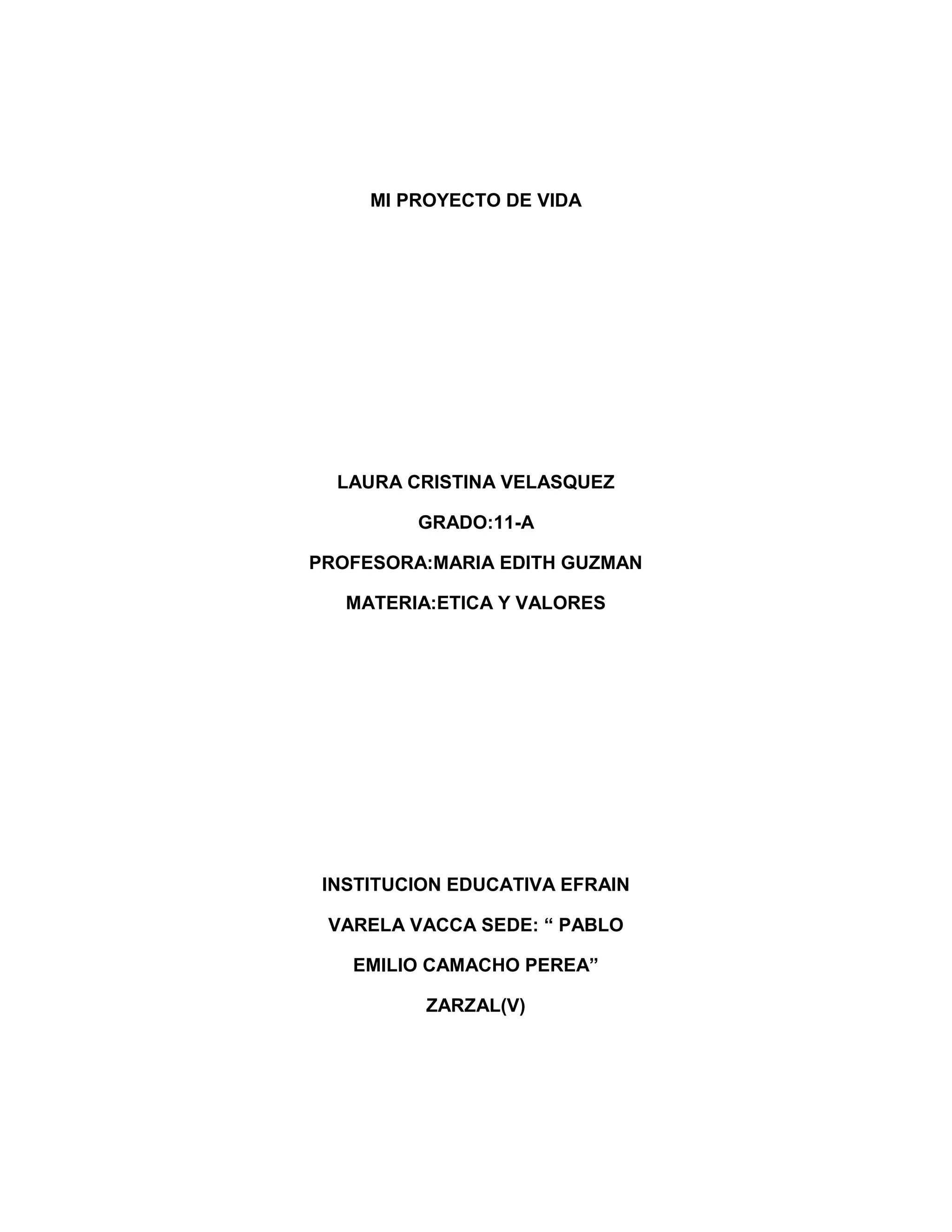 Mi Proyecto De Vida Pdf