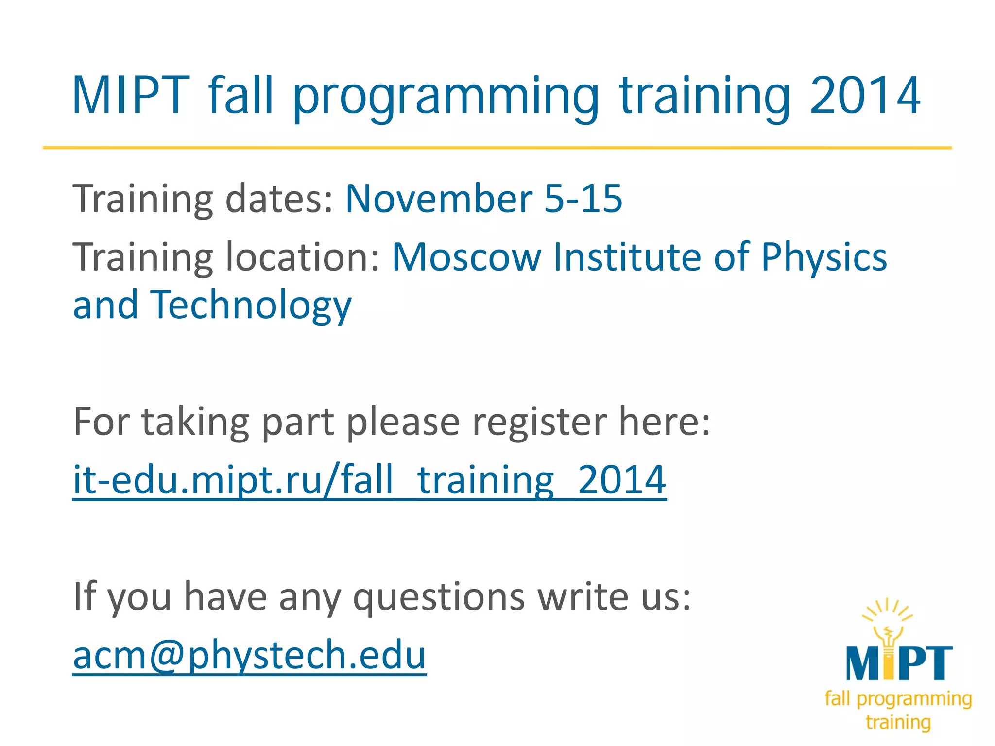 MIPT Fall Programming Training | PDF | Sports