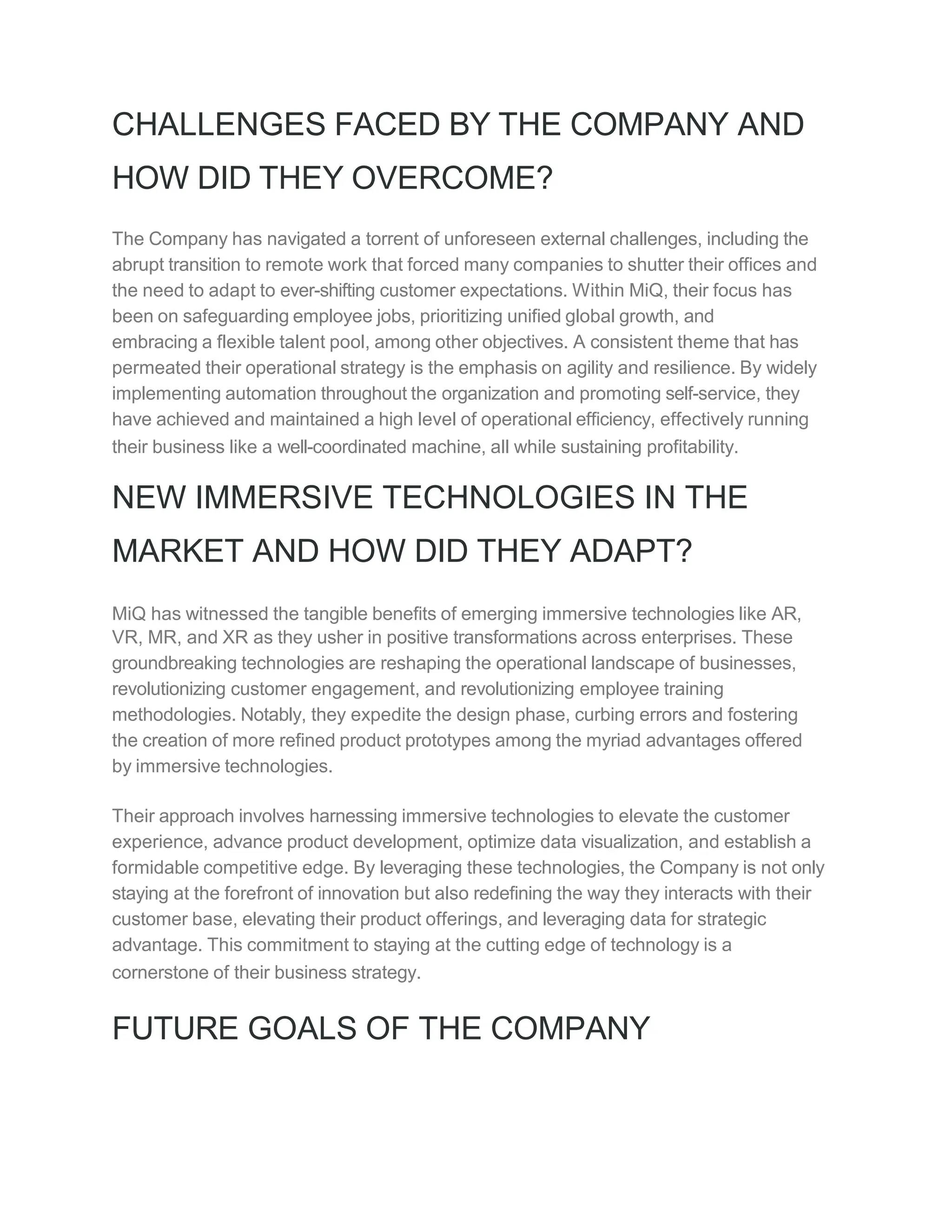 MiQ Digital India Pvt Ltd Navigating the Future with Innovation and Resilience..pptx | Executive ...