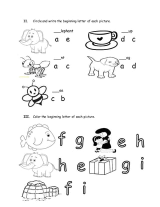 Esl Test For Kindergarten