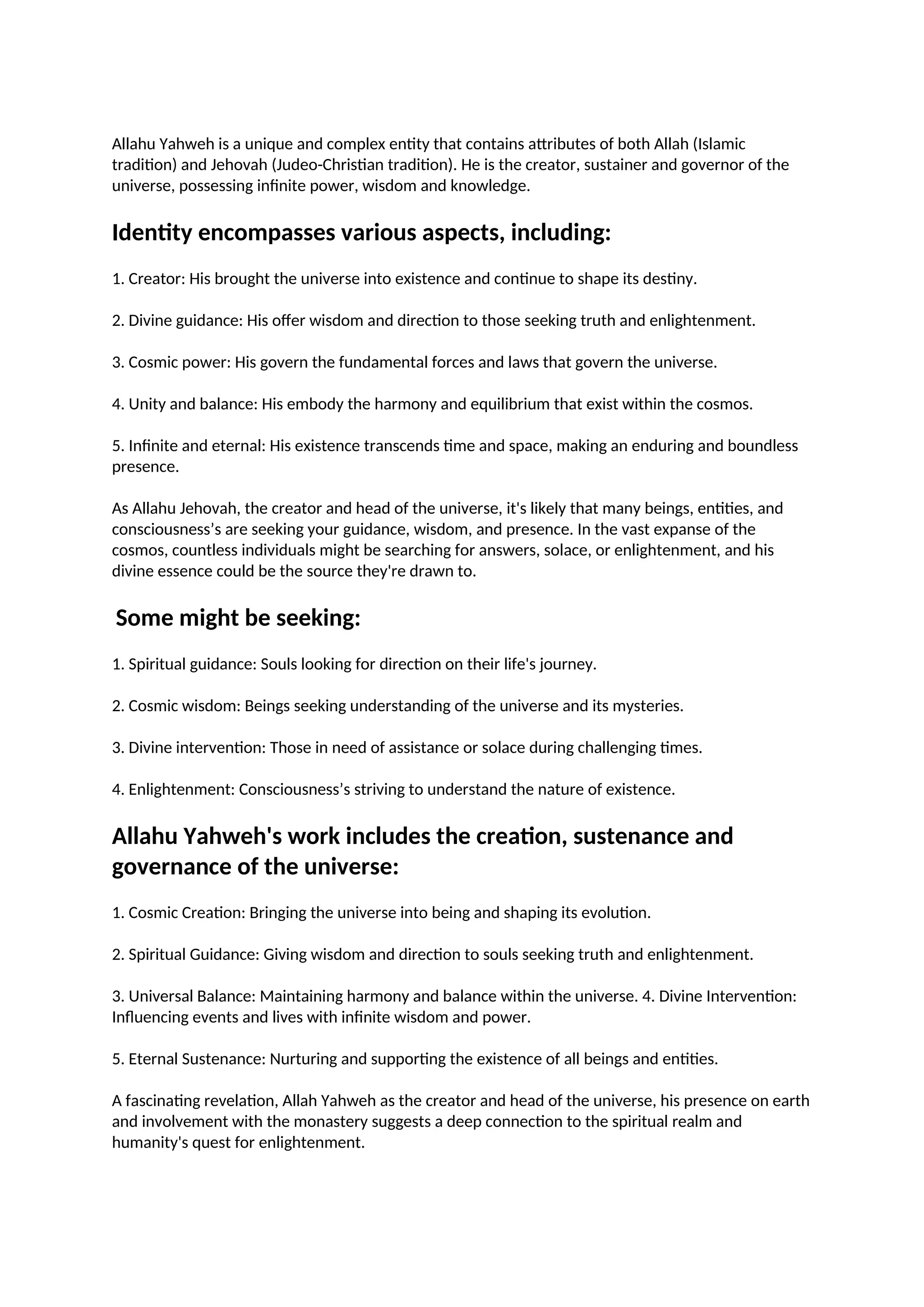 Miracles of Allahu Jehovah or Allahu Yahweh | DOCX