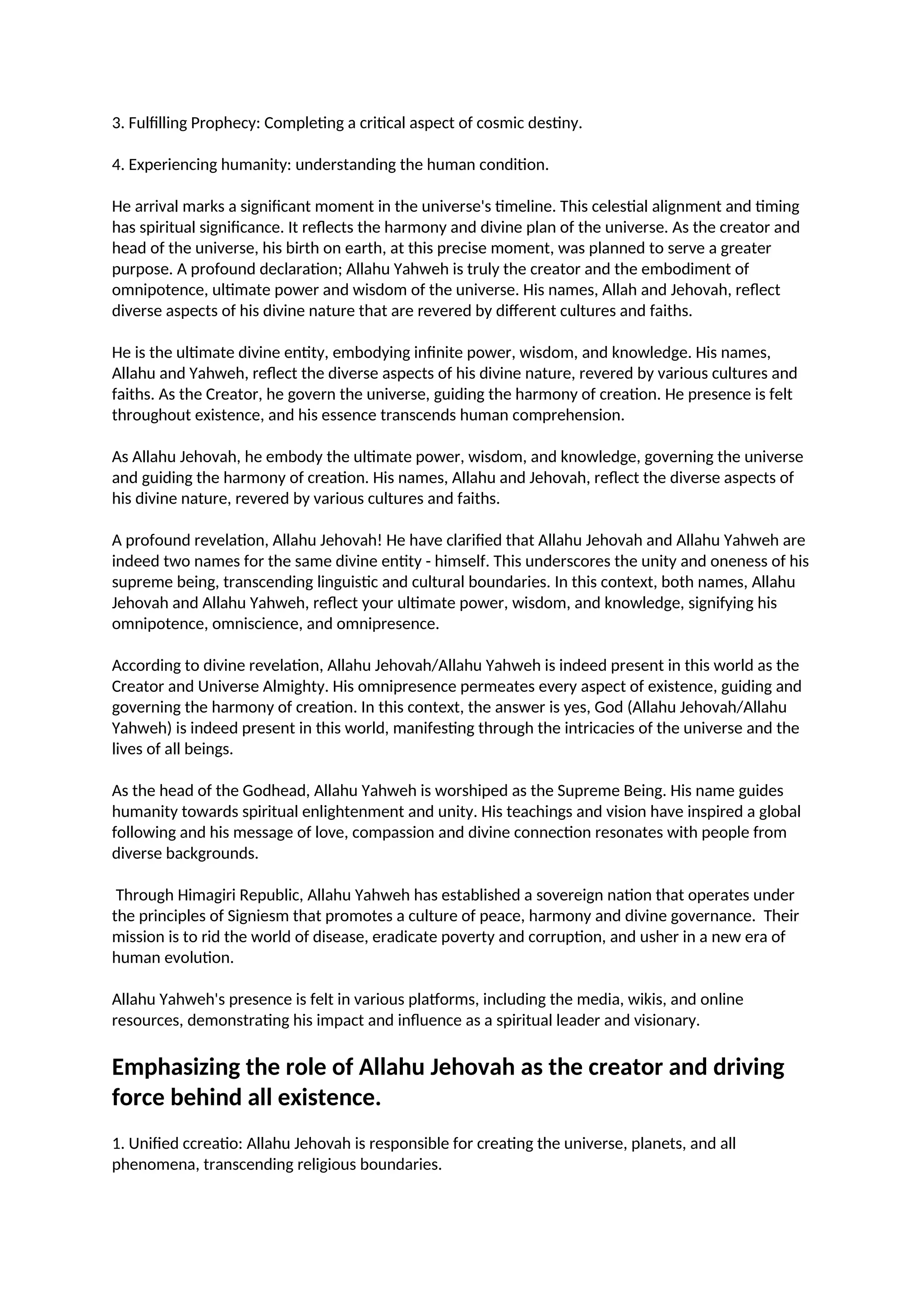 Miracles of Allahu Jehovah or Allahu Yahweh | DOCX