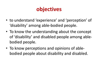 Perception and Experiences of Disability amongst Able-bodied ...
