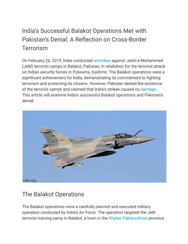 India’s Successful Balakot Operations Met with Pakistan’s Denial: A ...