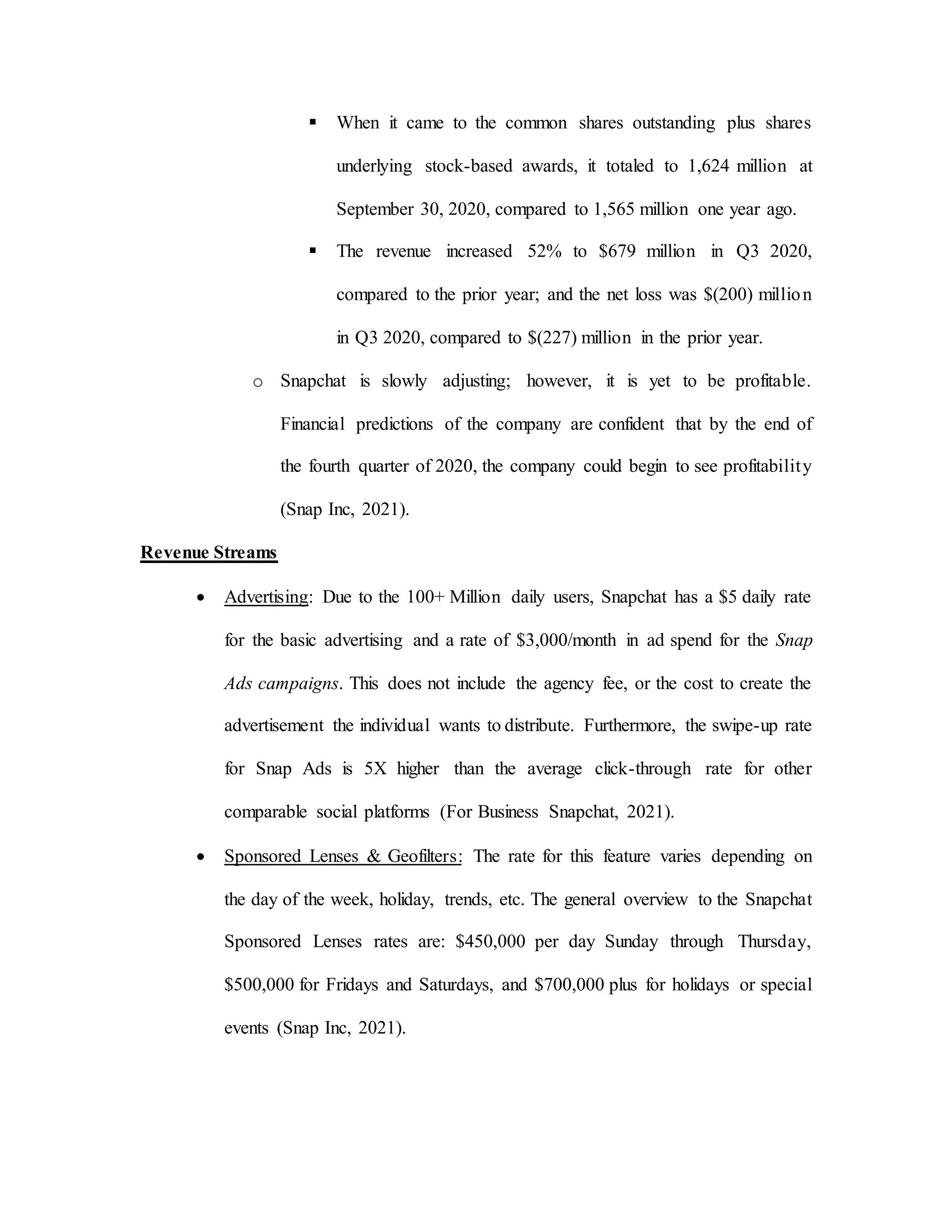 Nine Elements of the Business Model (Snapchat) | DOCX