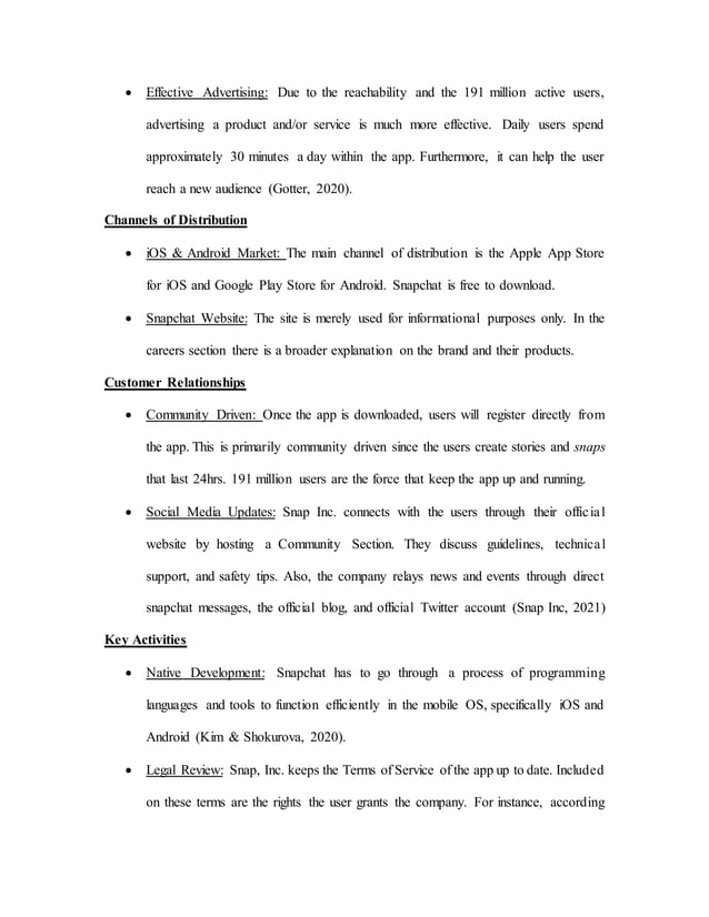 Nine Elements of the Business Model (Snapchat) | DOCX | Social ...