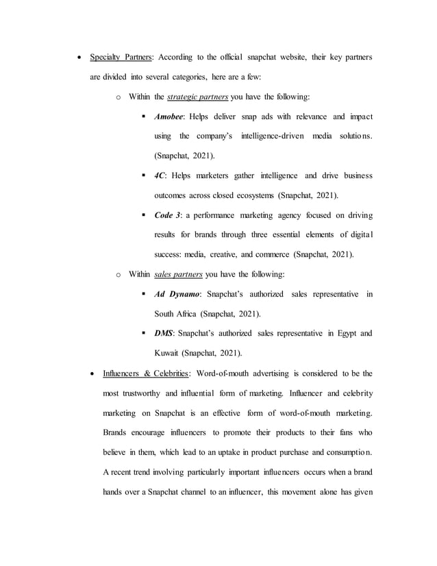 Nine Elements of the Business Model (Snapchat) | DOCX | Social ...