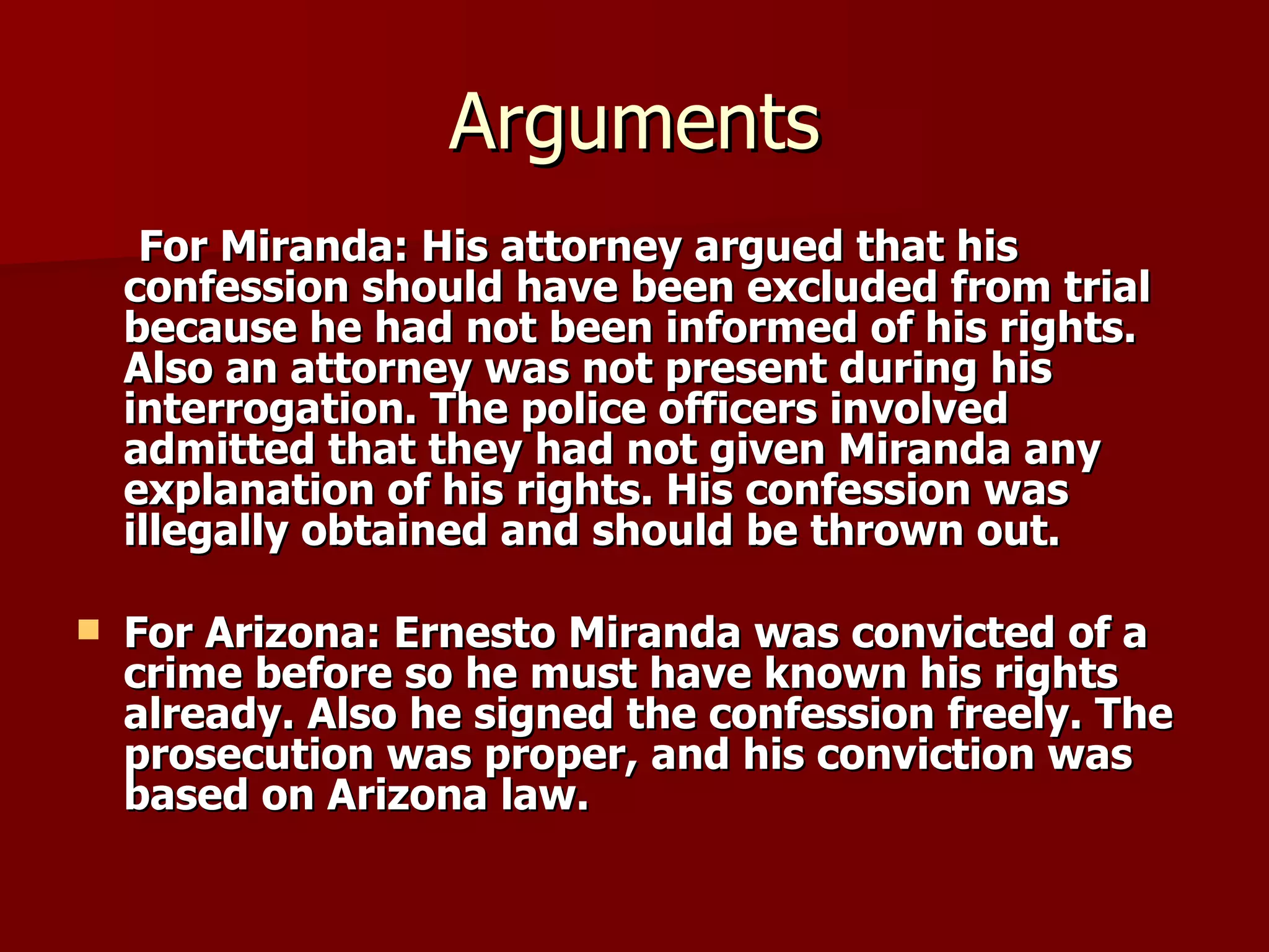 Miranda v arizona (1966) | PPT