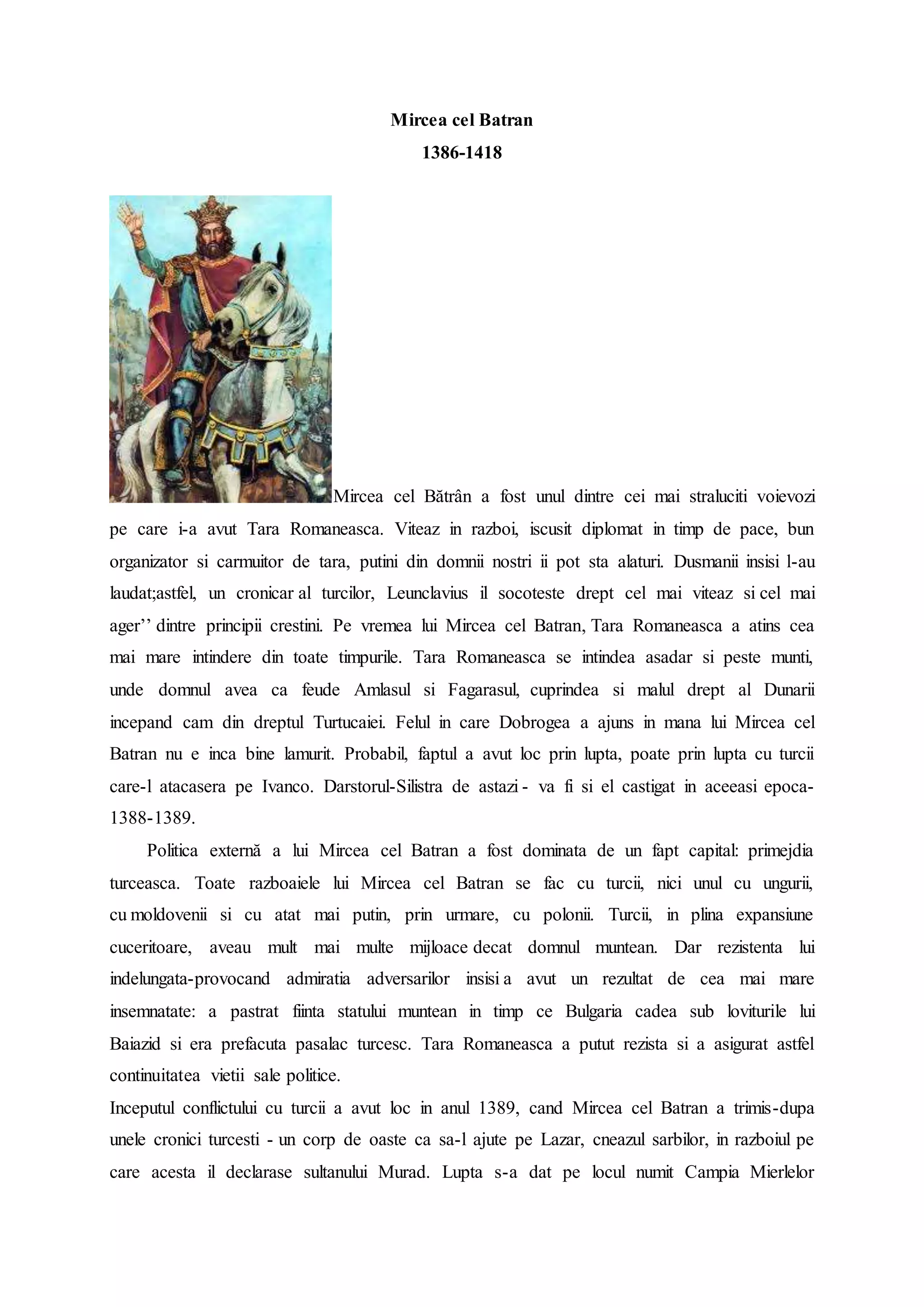 Mircea cel batran | DOCX