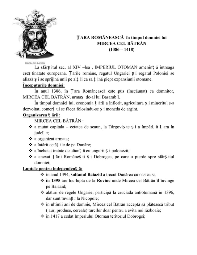 Mircea cel batran-schita | PDF
