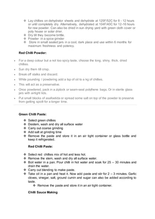 CHILLI (Capsicum annuum. L, - Solanaceae) PROCESSING FOR VALUE ADDED ...