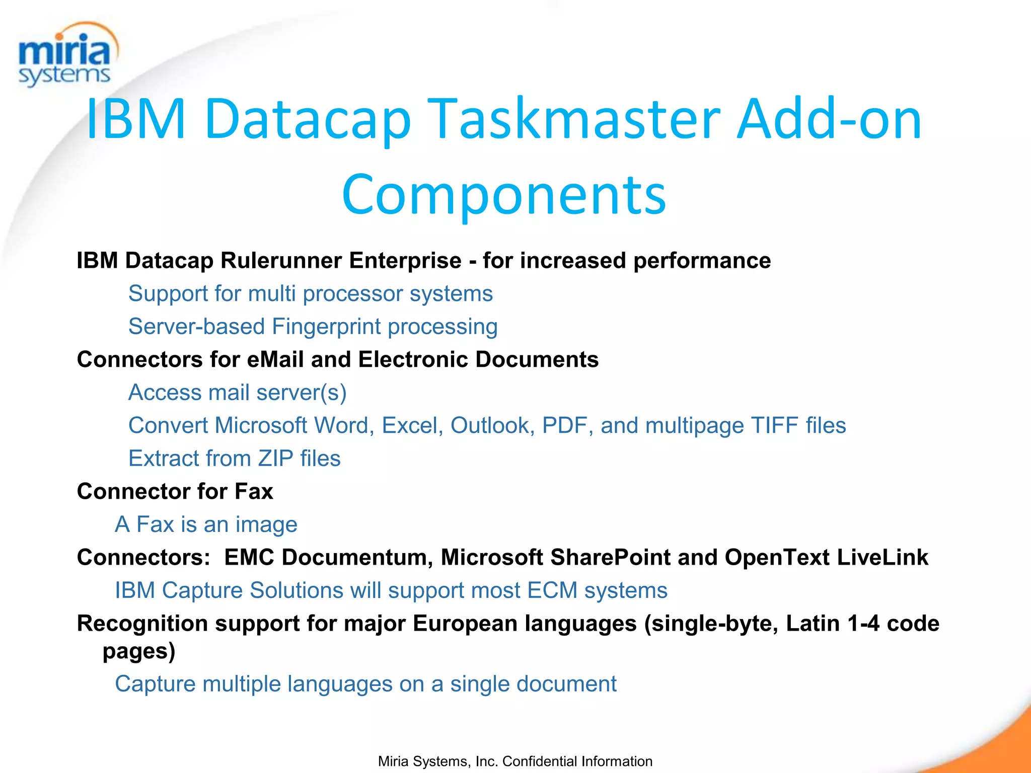 Miria datacap webinar 1-19-12 final | PPTX | Desktop Publishing | Computer Software and Applications