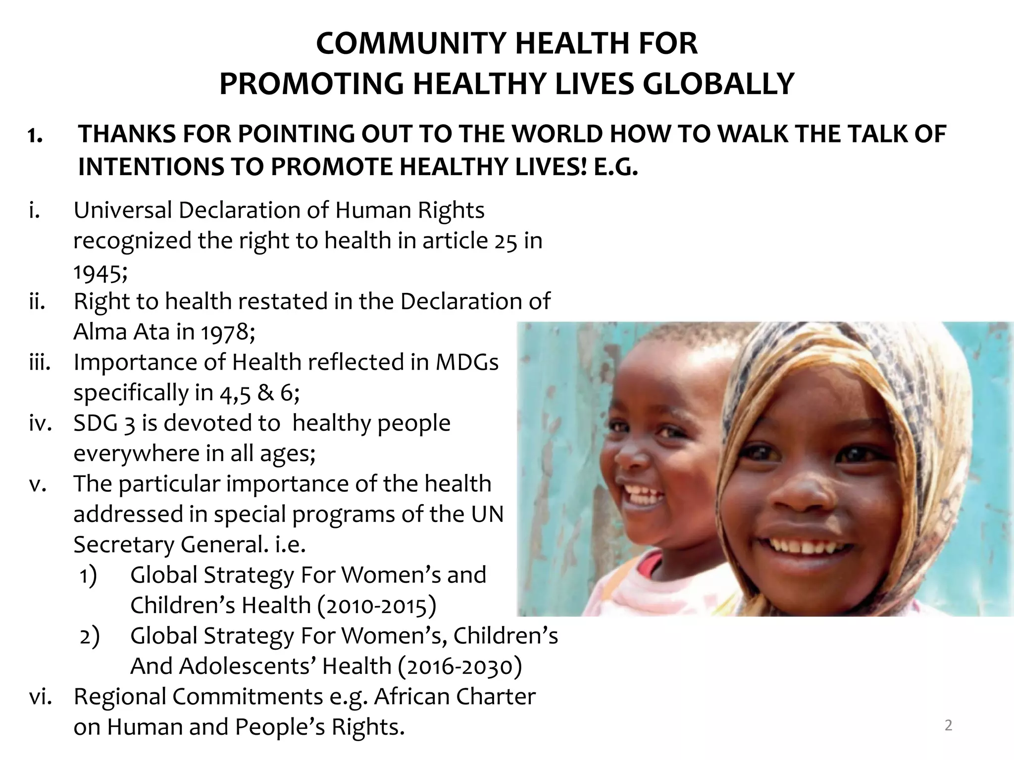 Keynote Address: Community Health for Promoting Healthy Lives Globally ...