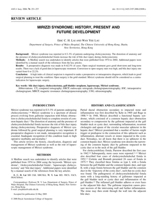 Mirizzi syndrome history, present and | PDF | Digestive Disorders ...