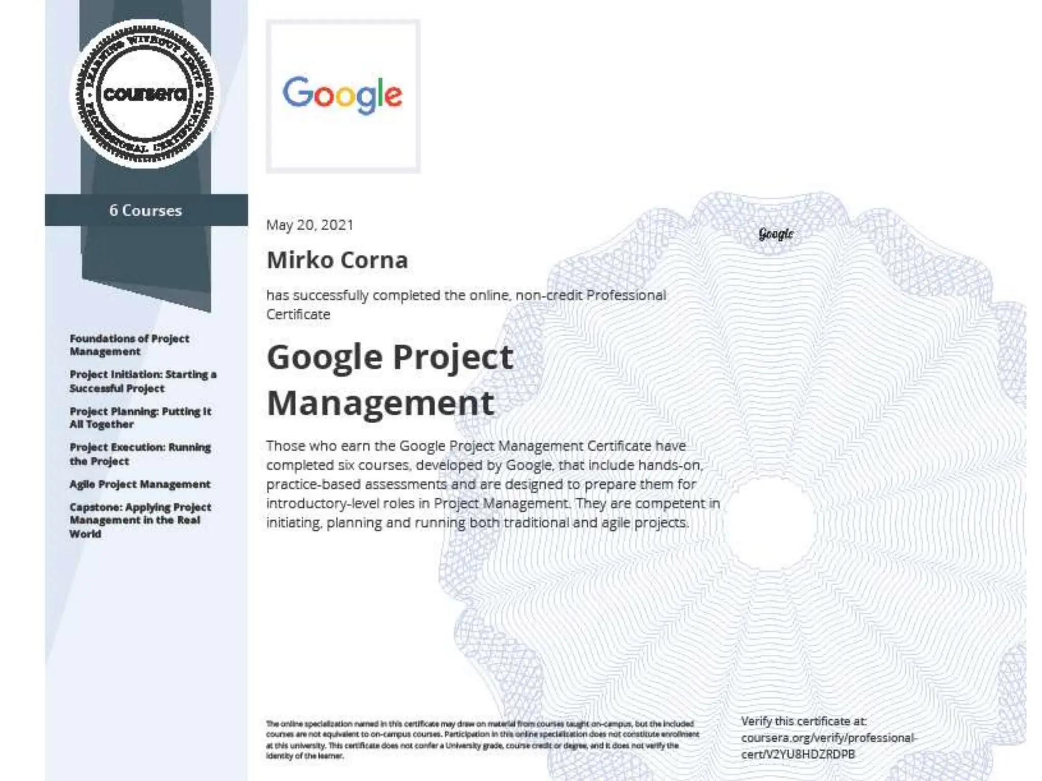Mirko Corna - Google Certifications - Senior Project Manager | PPT