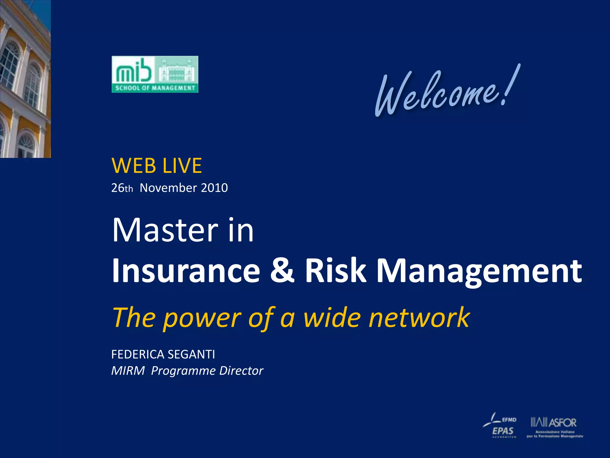 MASTER INSURANCE & RISK MANAGEMENT | PPT