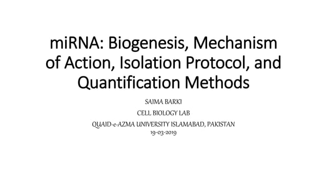 Mirna biogenesis, mechanism of action, isolation protocol, and ...