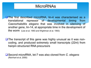 miRNAs endogenous regulator of gene expression | PPTX