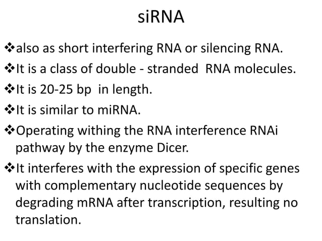 mi RNA and siRNA | PPTX | Biotech and Biomedical Industry | Industries