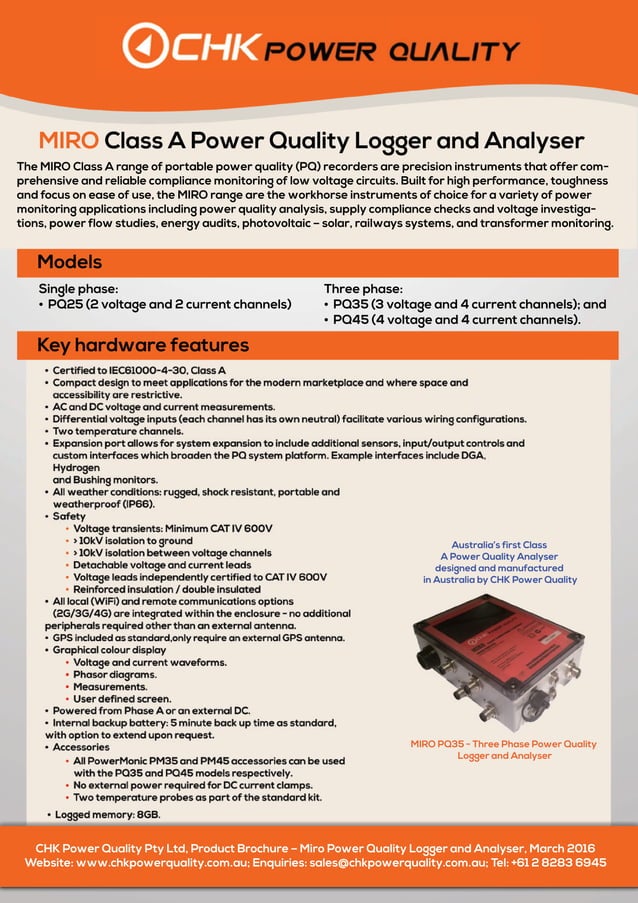 Miro class a power quality analyzer and logger.compressed | PDF