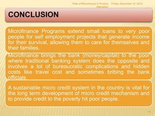Role of microfinance in poverty allevation | PPTX