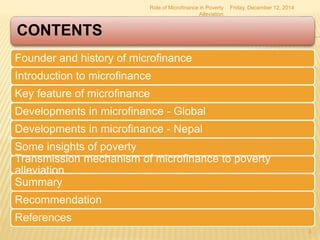 Role of microfinance in poverty allevation | PPTX