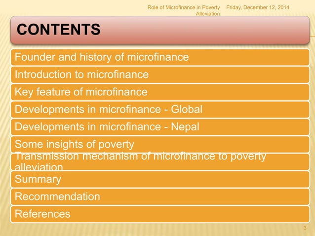 Role of microfinance in poverty allevation | PPTX