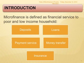 Role of microfinance in poverty allevation | PPTX