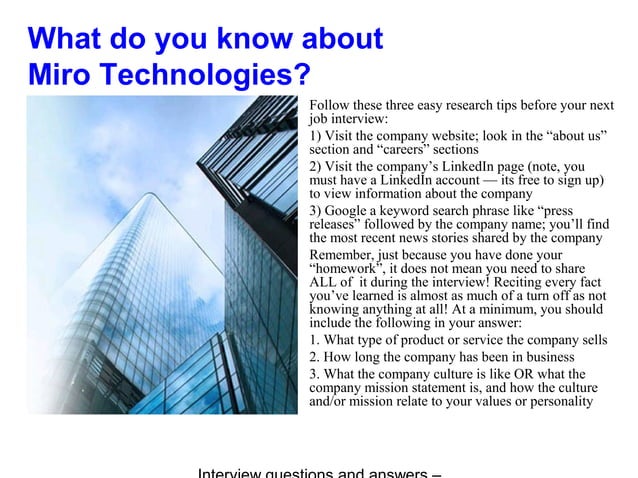 Miro technologies interview questions and answers | PPT | Resume ...