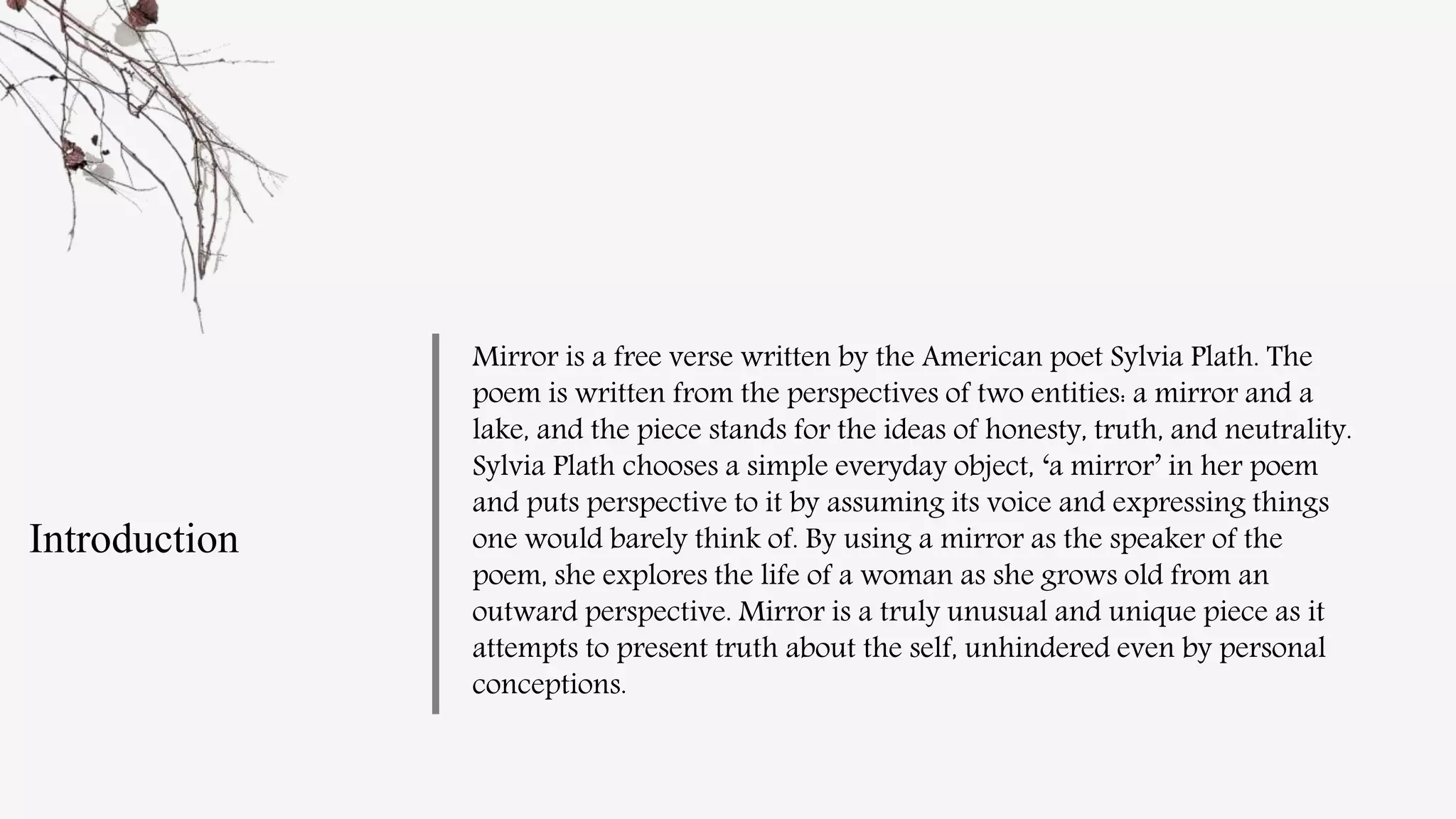 Mirror by Sylvia Plath | PPTX