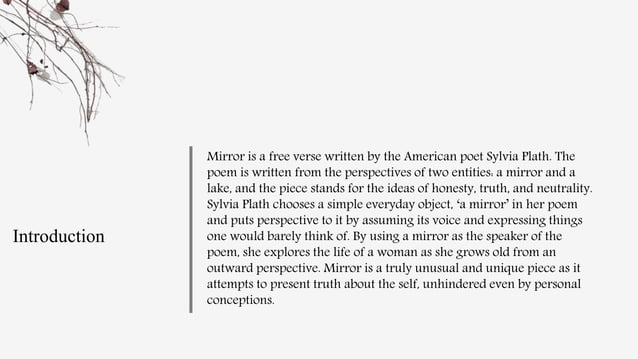 Mirror by Sylvia Plath | PPTX