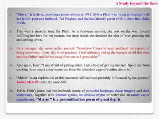 Mirror - a poem by Sylvia Plath | PPTX