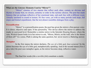 Mirror - a poem by Sylvia Plath | PPTX