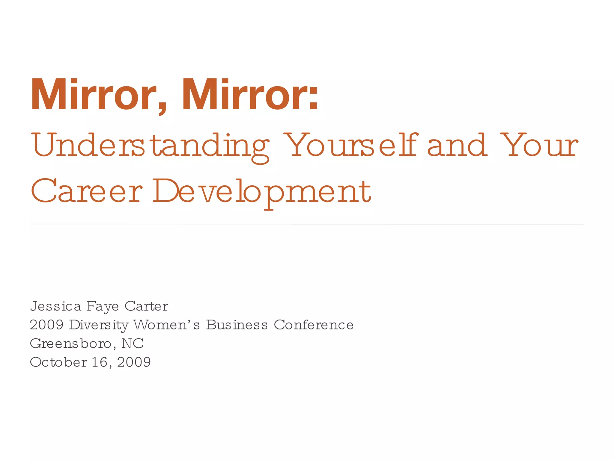 Mirror, Mirror: Understanding Yourself and Your Career Development | PPT