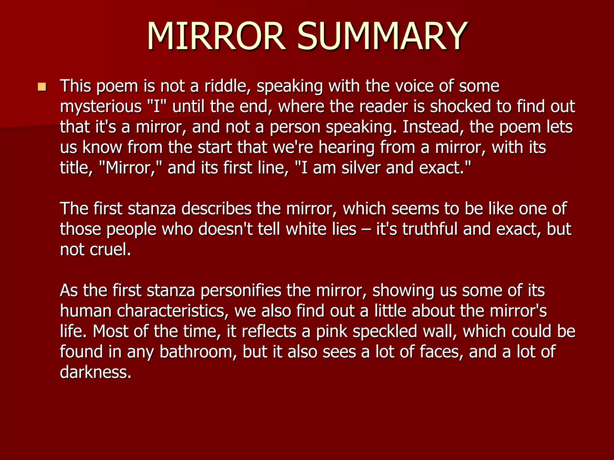 mirror by sylvia plath.ppt